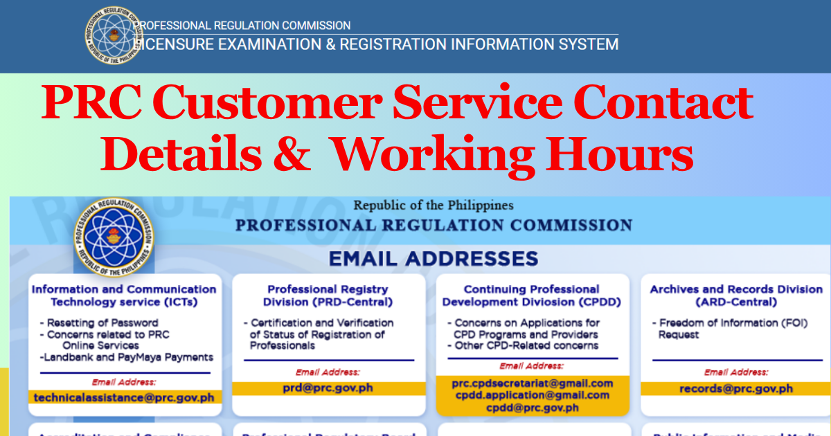 PRC Customer Service Contact Details and Working Hours: A Complete ...